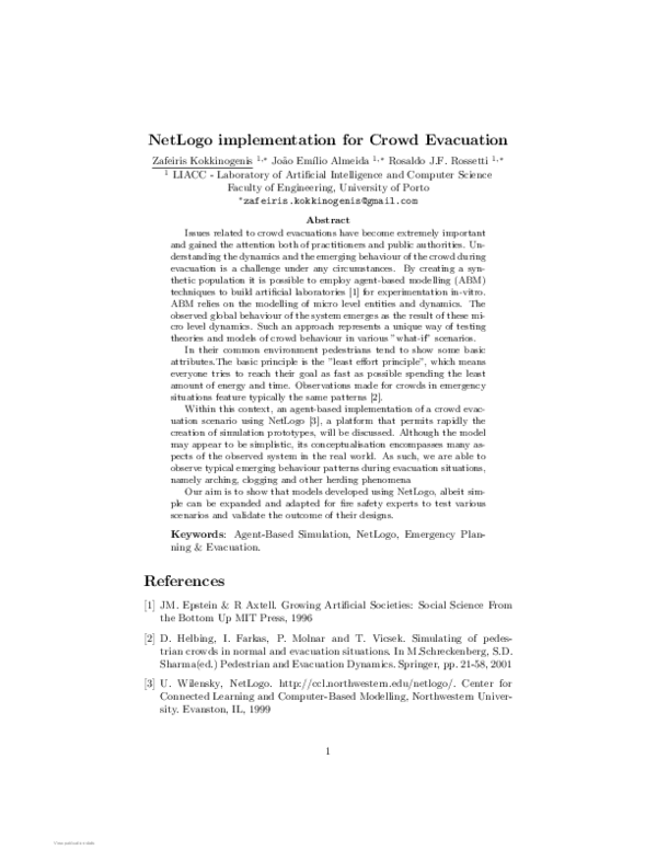 (PDF) NetLogo implementation for Crowd Evacuation
