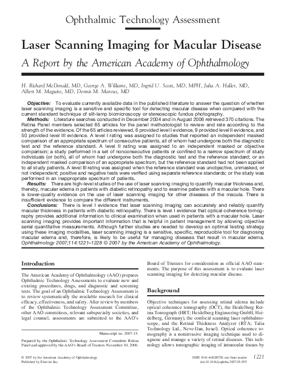 (PDF) Laser Scanning Imaging for Macular Disease