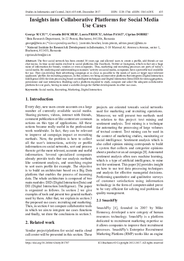 (PDF) Insights into Collaborative Platforms for Social Media Use Cases