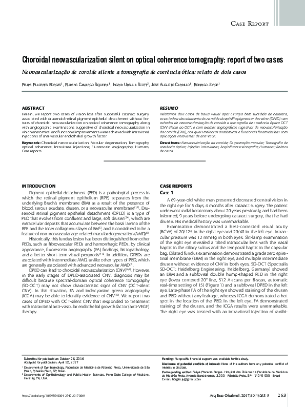 (PDF) Choroidal neovascularization silent on optical coherence ...
