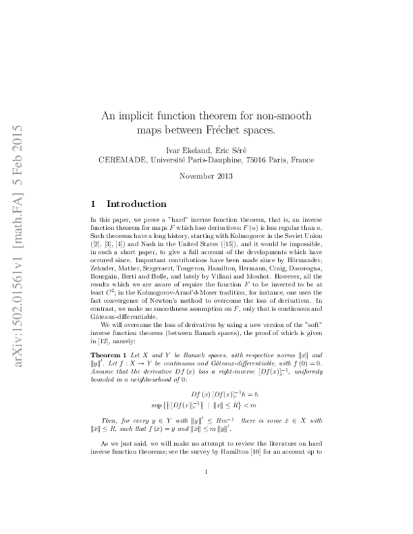 Pdf An Implicit Function Theorem For Non Smooth Maps Between Fréchet