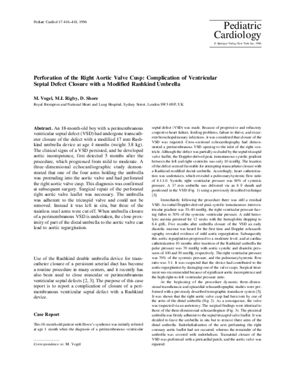 (PDF) Perforation of the Right Aortic Valve Cusp: Complication of ...