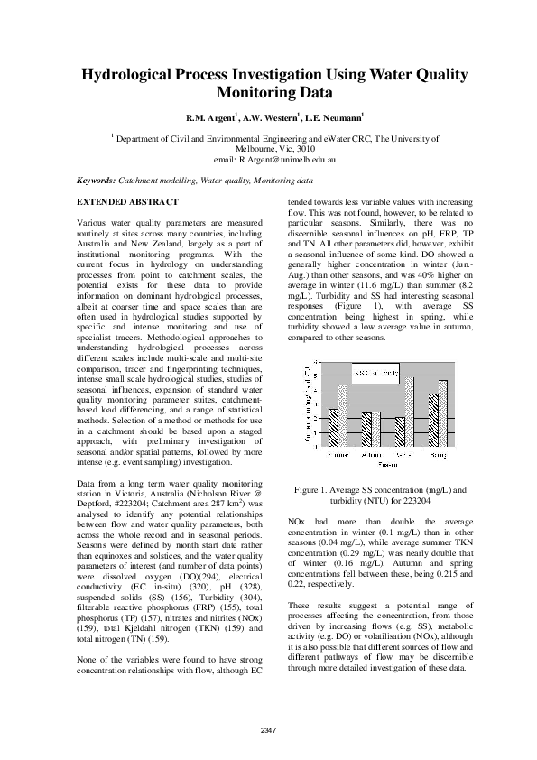 (PDF) Hydrological process investigation using water quality monitoring ...