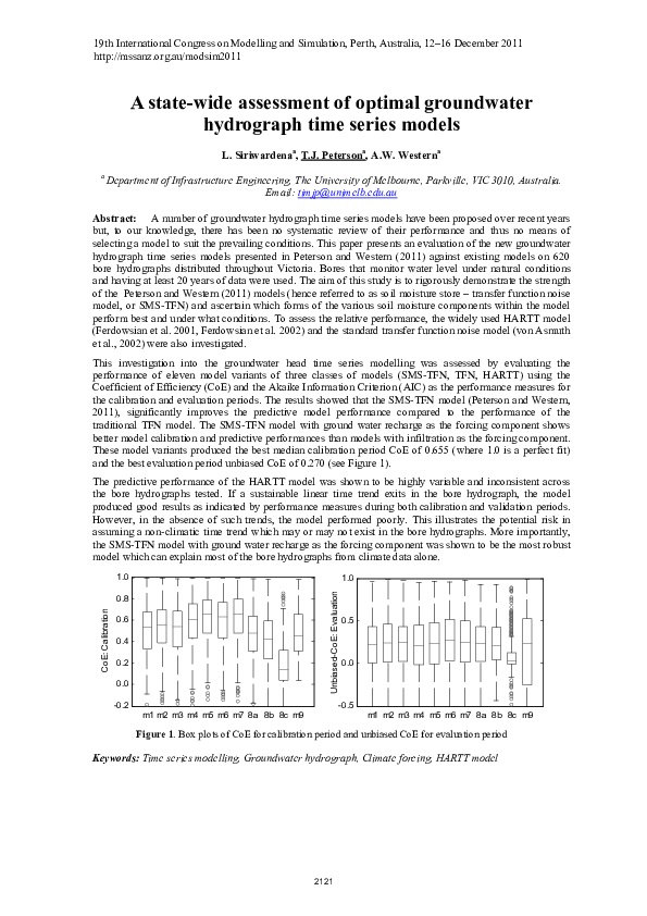 (PDF) A state-wide assessment of optimal groundwater hydrograph time series models