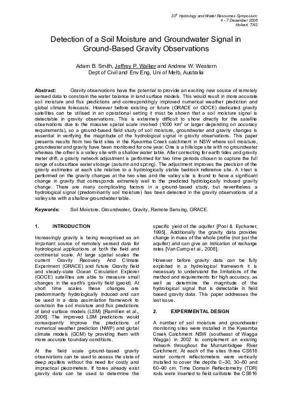 (PDF) Detection of a Soil Moisture and Groundwater Signal in Ground ...