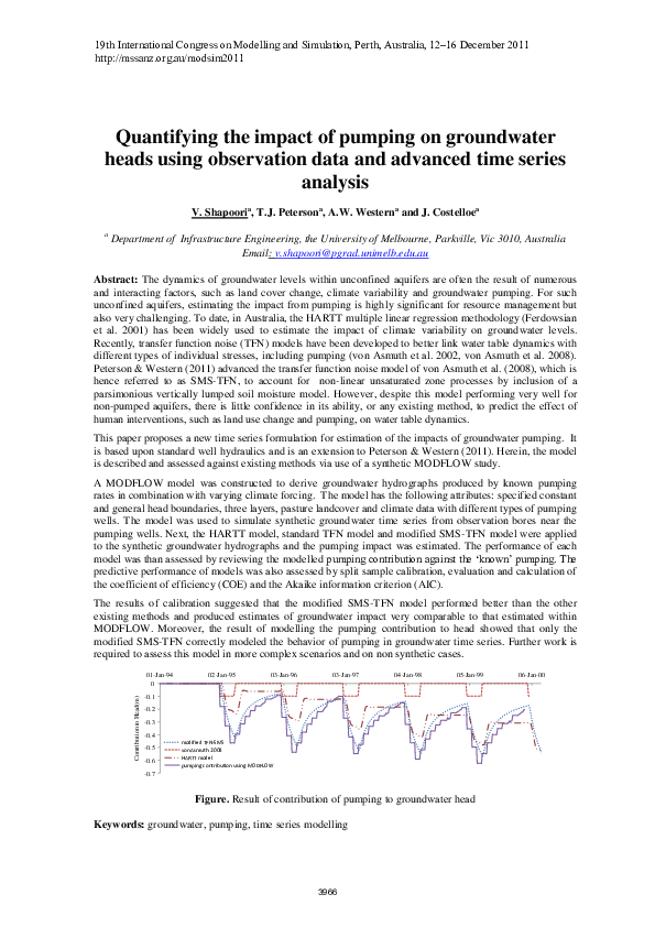 (PDF) Quantifying the impact of pumping on groundwater heads using ...