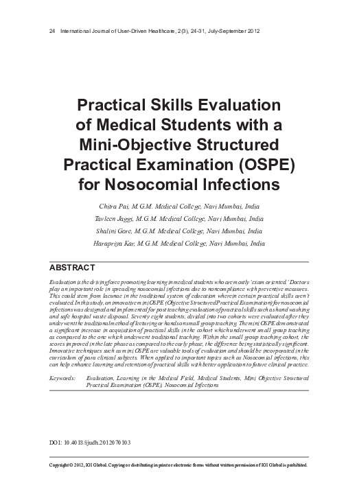 (PDF) Practical Skills Evaluation of Medical Students with a Mini ...