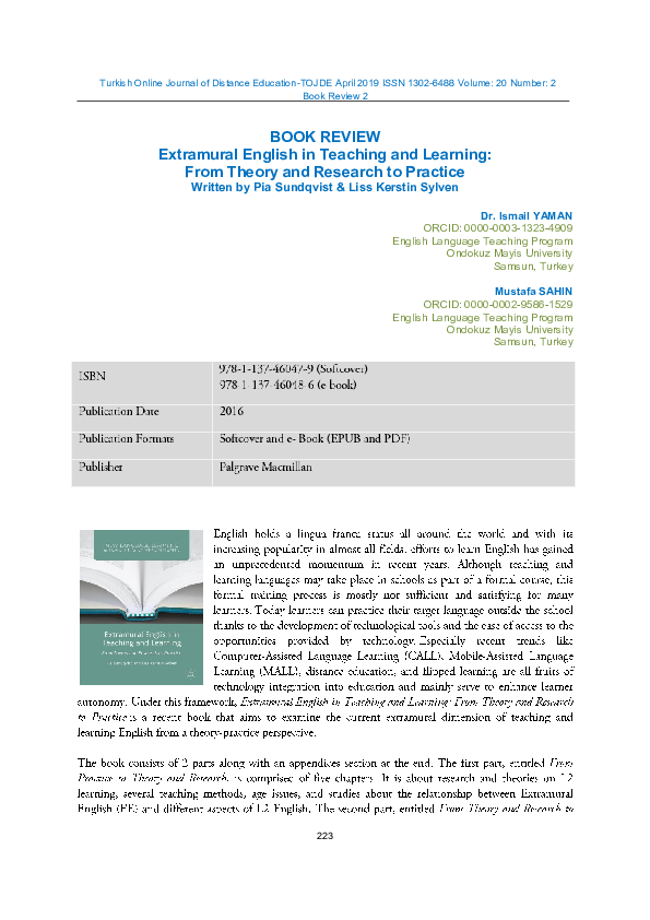 (PDF) Extramural English in Teaching and Learning