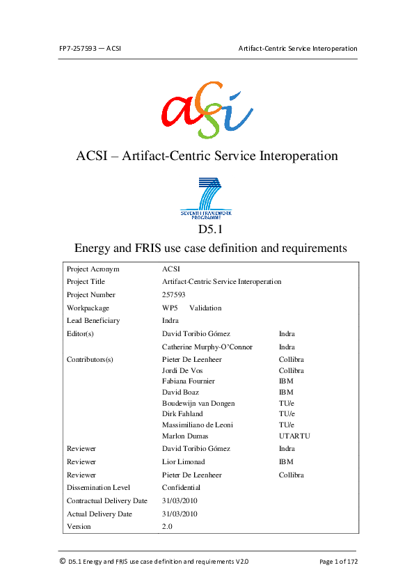 (PDF) ACSI–Artifact-Centric Service Interoperation