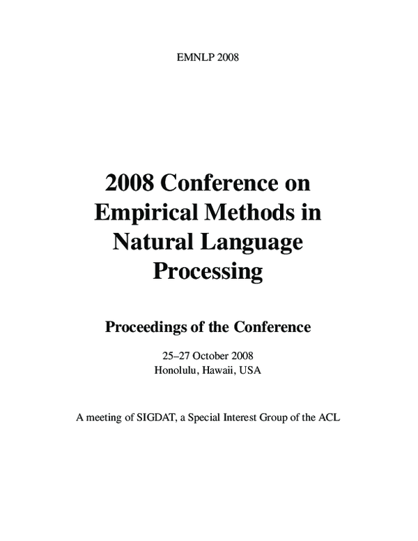 (PDF) Proceedings of the 2008 Conference on Empirical Methods in ...