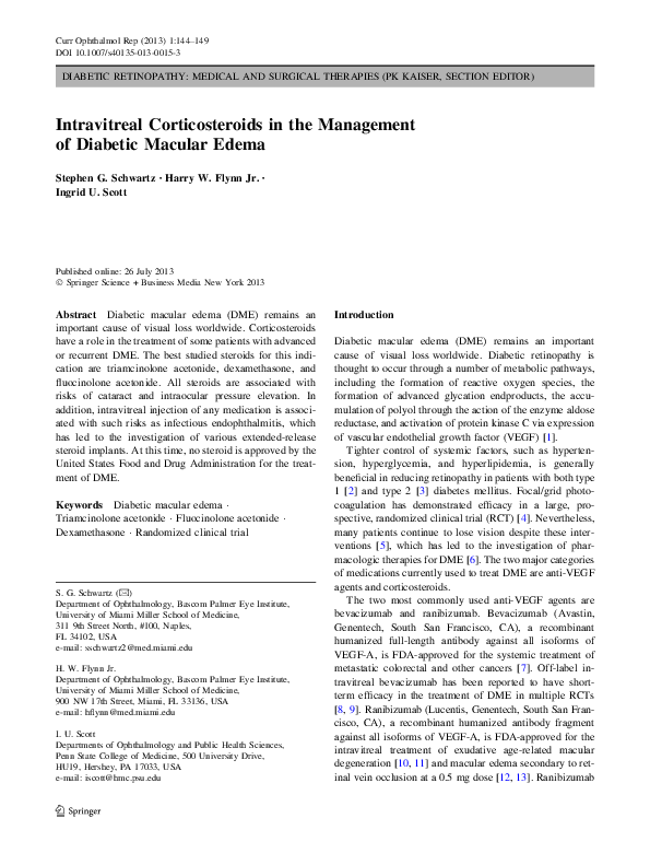 (PDF) Intravitreal Corticosteroids in the Management of Diabetic ...