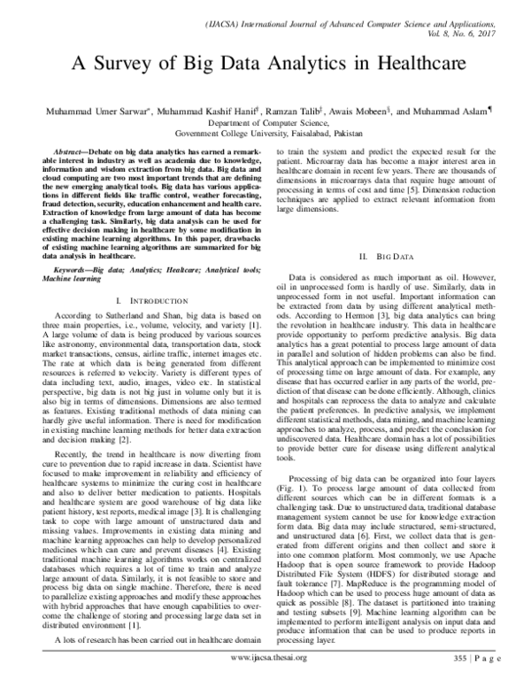 (PDF) A Survey of Big Data Analytics in Healthcare