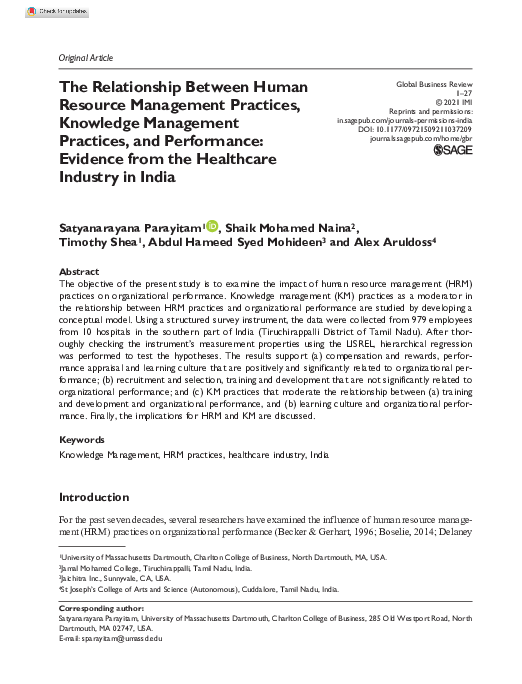 (PDF) The Relationship Between Human Resource Management Practices, Knowledge Management ...