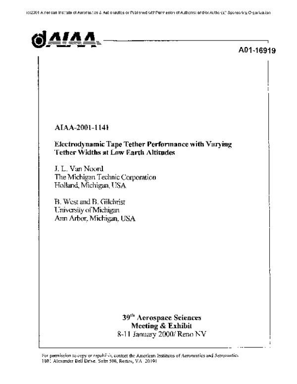 (PDF) Electrodynamic tape tether performance with varying tether widths ...