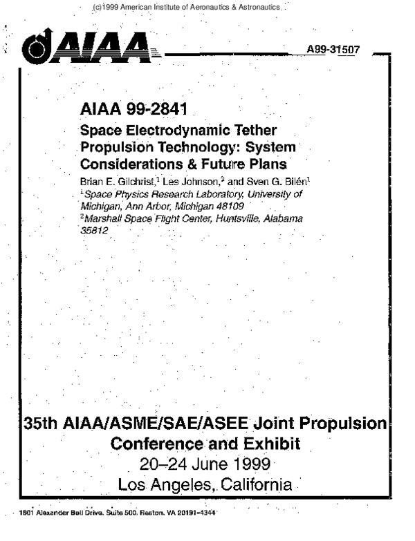(PDF) Electrodynamic Tether Propulsion in Space