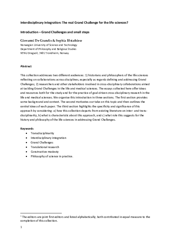 (PDF) Introduction-Grand Challenges and small steps