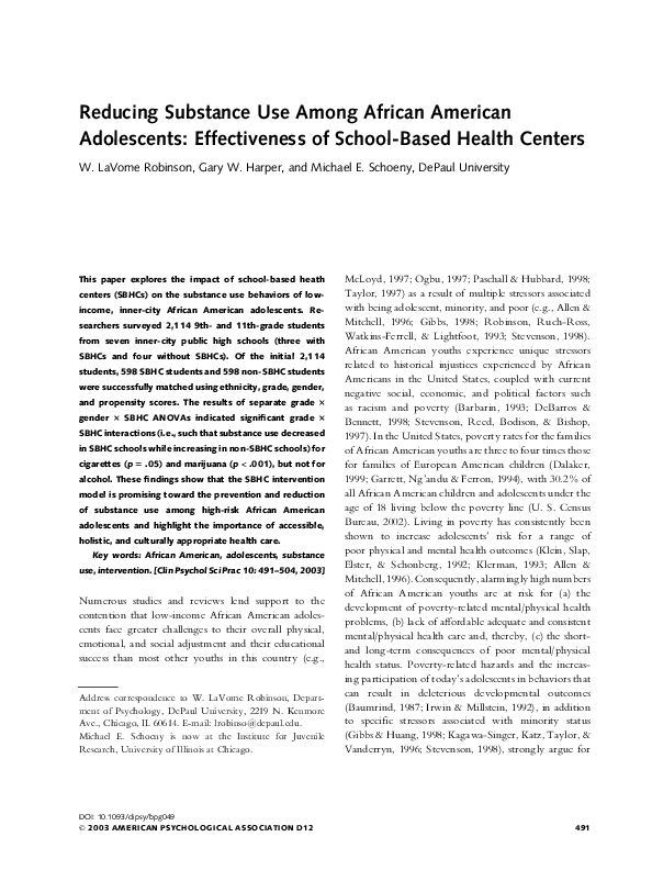 (PDF) Reducing Substance Use Among African American Adolescents ...