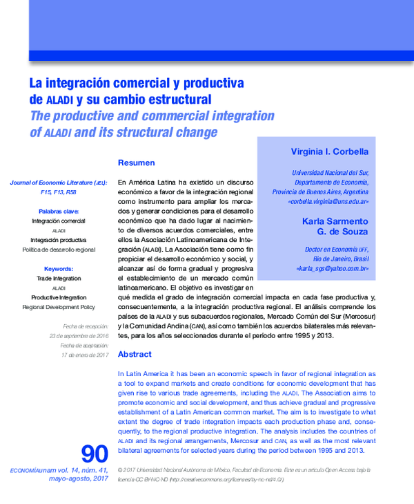 (PDF) La integración comercial y productiva de aladi y su cambio ...