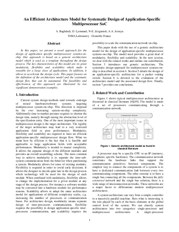 Pdf An Efficient Architecture Model For Systematic Design Of Application Specific