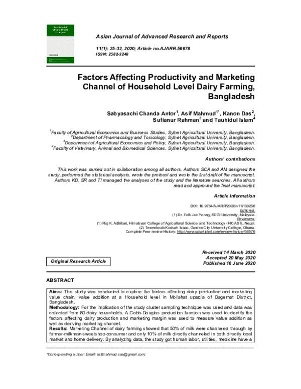 (PDF) Factors Affecting Productivity and Marketing Channel of Household ...