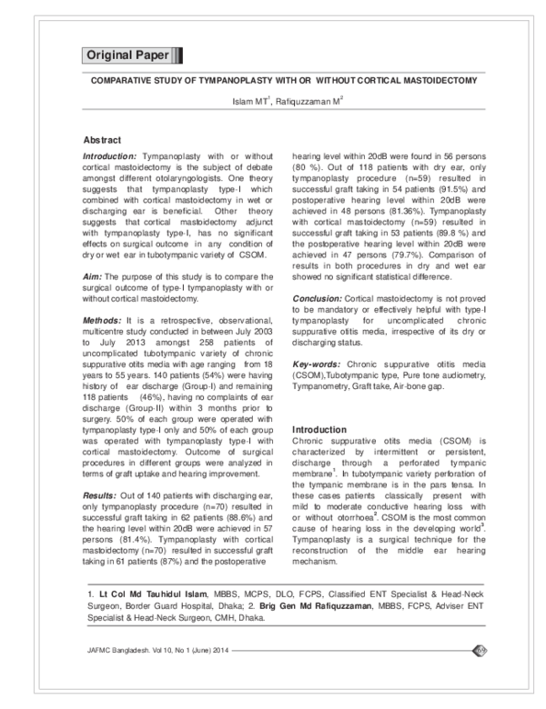 Chronic Suppurative Otitis Media Tubotympanic Type