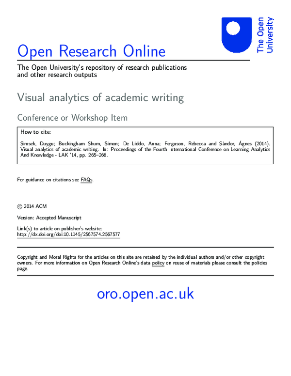 (PDF) Visual analytics of academic writing