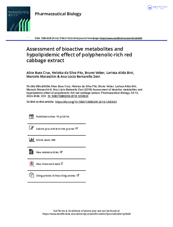 (PDF) Assessment of bioactive metabolites and hypolipidemic effect of ...