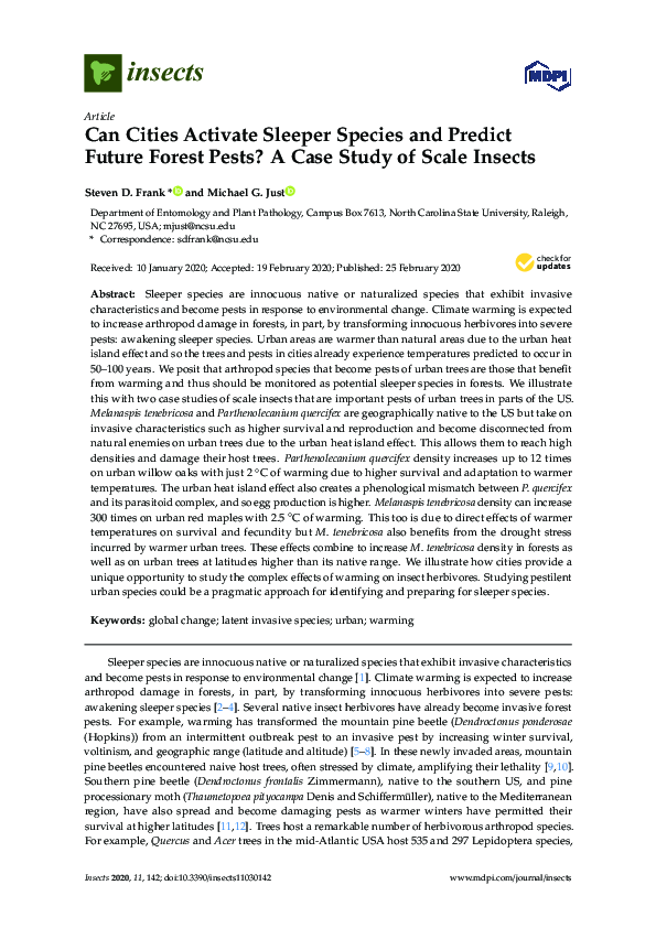(PDF) Can Cities Activate Sleeper Species and Predict Future Forest ...