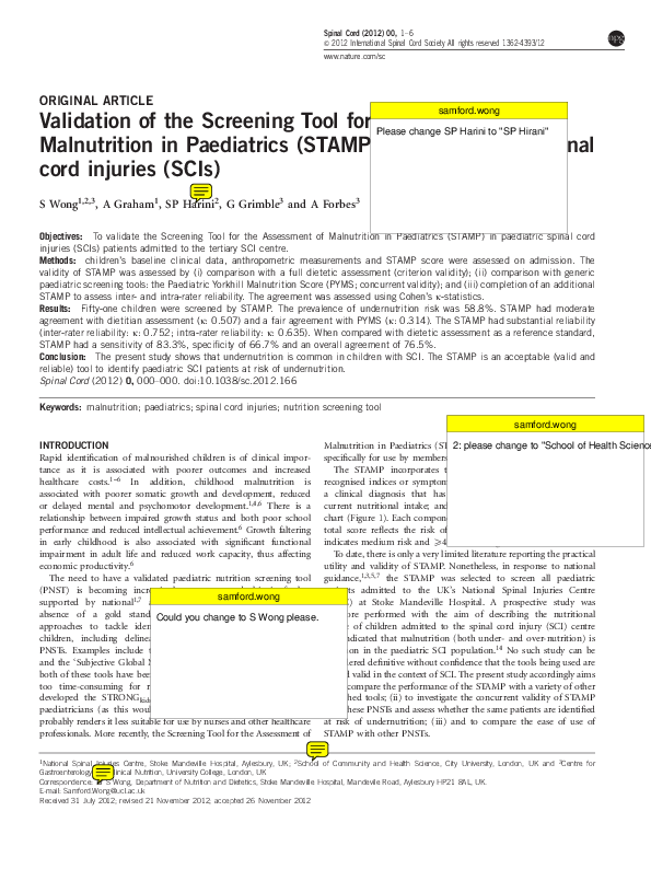 (PDF) Validation of the Screening Tool for the Assessment of ...
