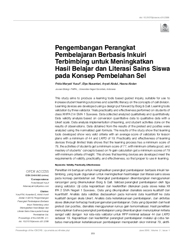 (PDF) Pengembangan Perangkat Pembelajaran Berbasis Inkuiri Terbimbing untuk Meningkatkan Hasil ...