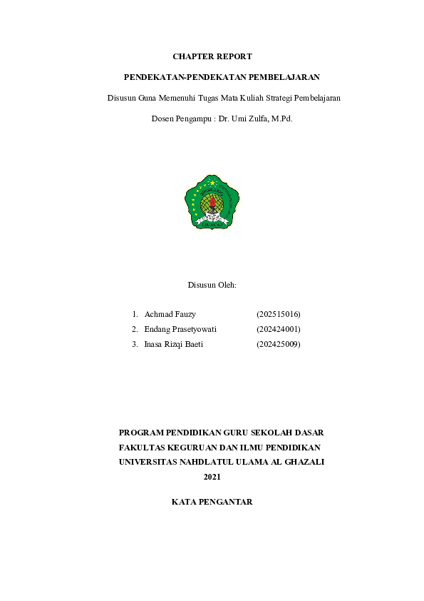 (DOC) CHAPTER REPORT baru PENDEKATAN PEMBELAJARAN KELOMPOK 1-