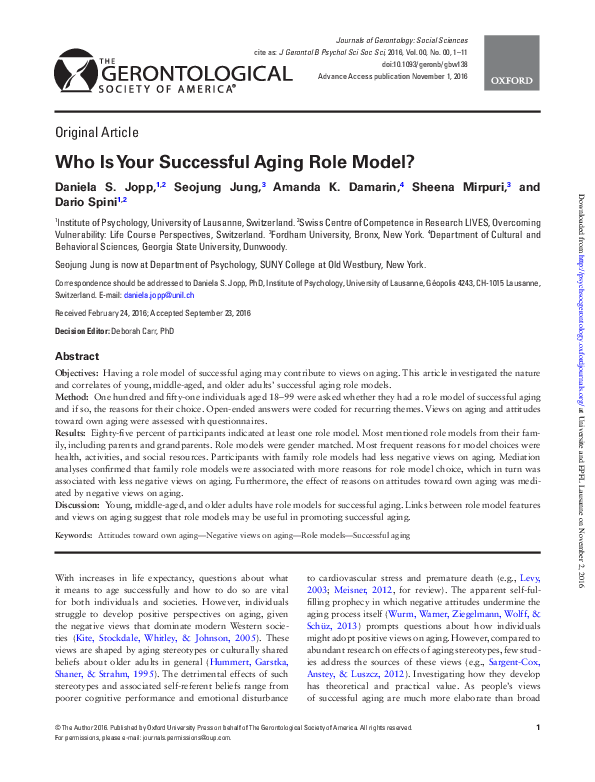 (PDF) Who Is Your Successful Aging Role Model?