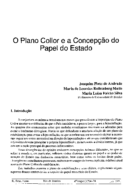 (PDF) O Plano Collor e a Concep o do Papel do Estado