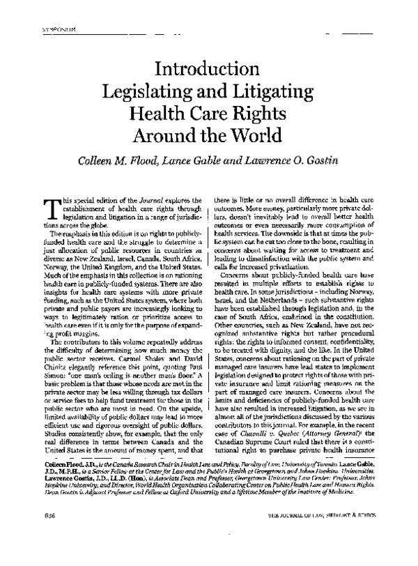 (PDF) Legislating and Litigating Health Care Rights Around the World