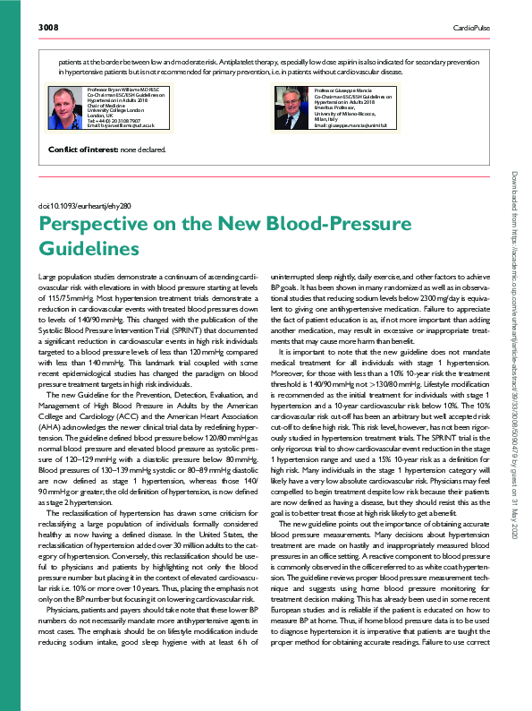 (PDF) Perspective on the New Blood-Pressure Guidelines