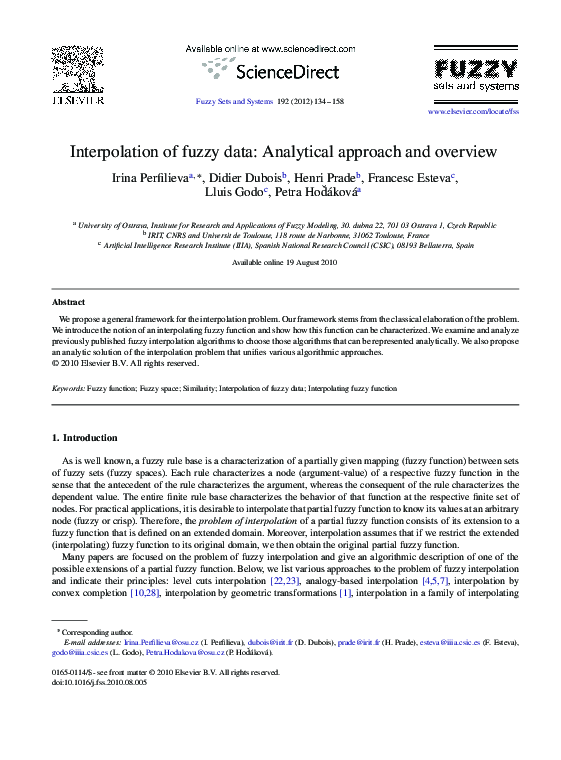 (PDF) Interpolation of fuzzy data: Analytical approach and overview