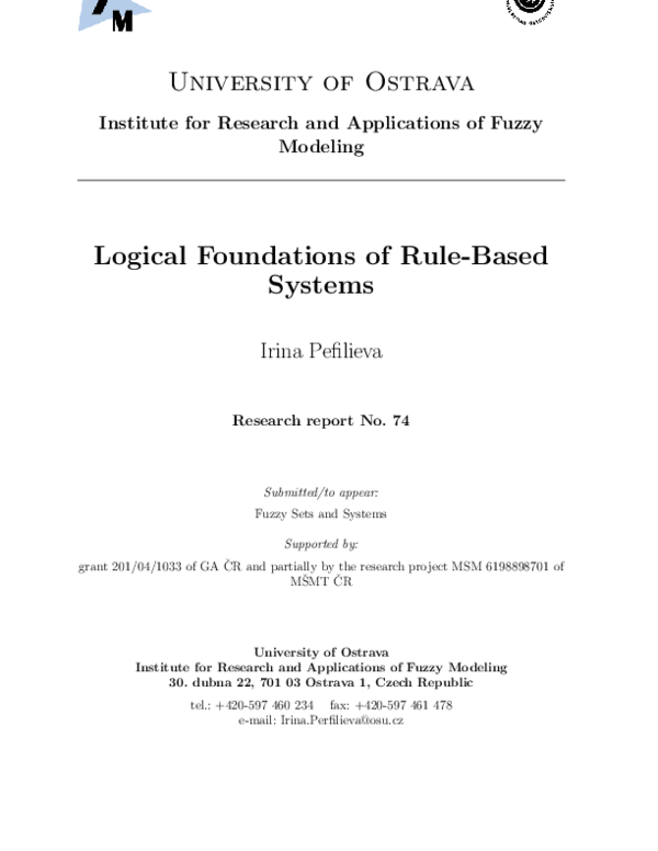 (PDF) Logical foundations of rule-based systems