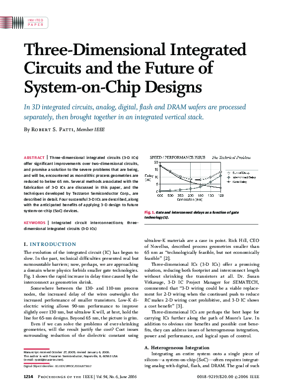 (PDF) Three-Dimensional Integrated Circuits and the Future of System-on-Chip Designs