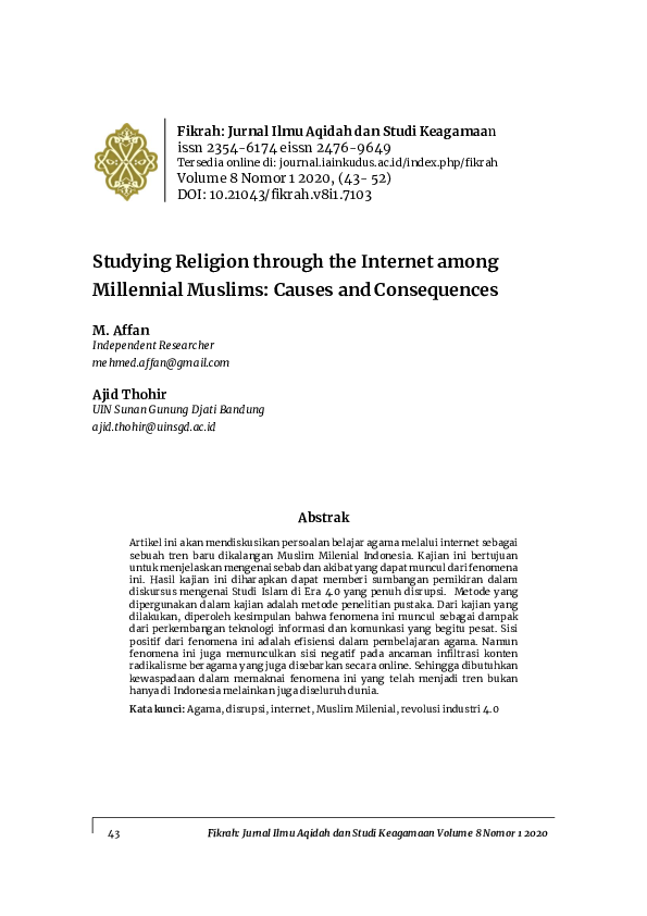 (PDF) Studying Religion Through the Internet among Millennial Muslims ...