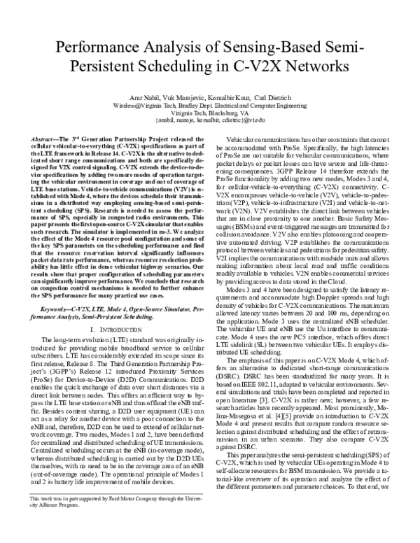 (PDF) Performance Analysis of Sensing-Based Semi-Persistent Scheduling ...