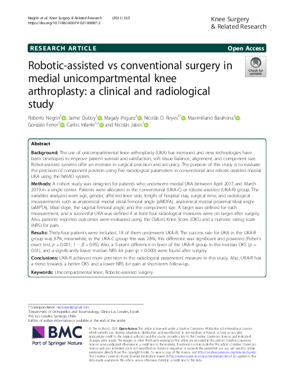 (PDF) Robotic-assisted vs conventional surgery in medial unicompartmental knee arthroplasty: a ...