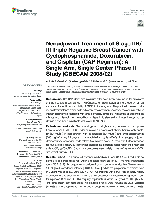 (PDF) Neoadjuvant Treatment of Stage IIB/III Triple Negative Breast ...