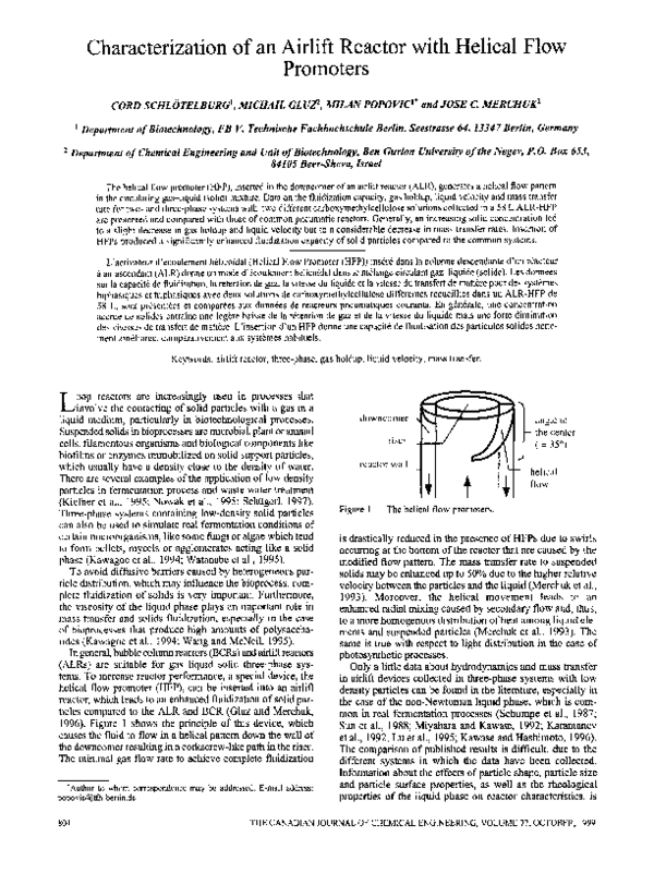 (PDF) Characterization of an airlift reactor with helical flow promoters