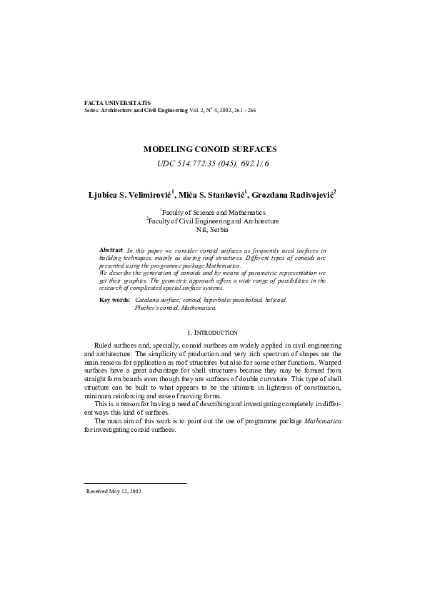 (PDF) Modeling conoid surfaces