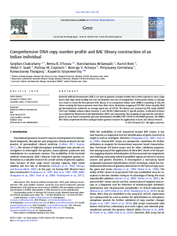 (PDF) Comprehensive DNA copy number profile and BAC library ...