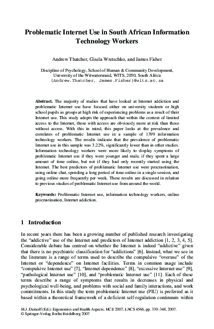 (PDF) Problematic Internet Use in South African Information Technology ...