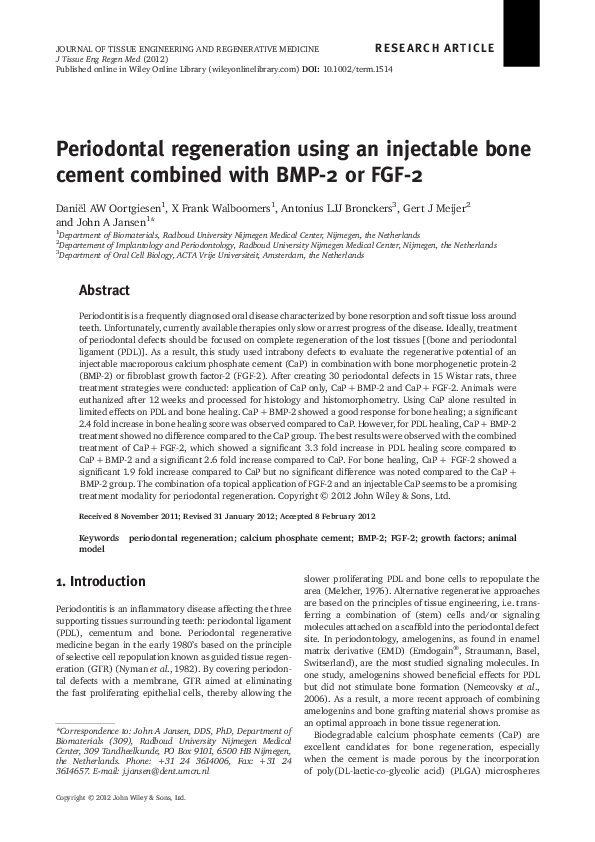 (PDF) Periodontal regeneration using an injectable bone cement combined ...