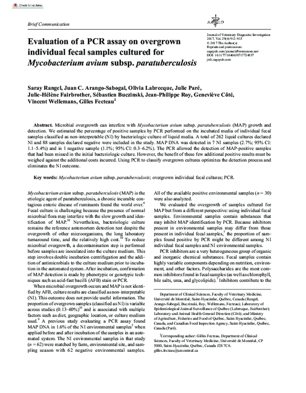 (PDF) Evaluation of a PCR assay on overgrown individual fecal samples ...