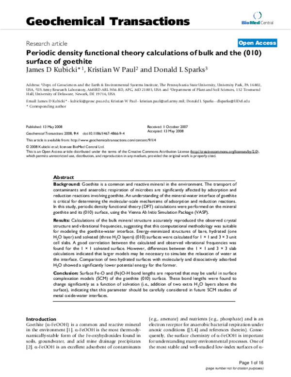 (PDF) Periodic Density Functional Theory Calculations of Sr(II) and Zn ...