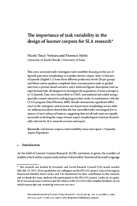 (PDF) The importance of task variability in the design of learner ...